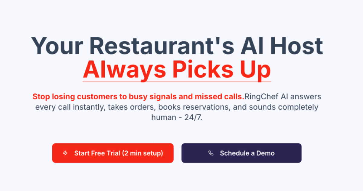 AI Phone Agent for Restaurants | Never Miss a Call | RingChef